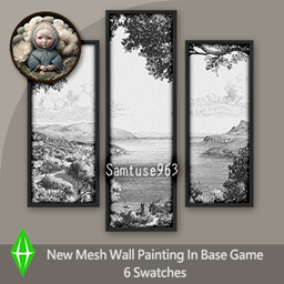 HQ Achromatic Landscape Triptych #1 Sellable Extra B Samtuse963 - The Sims 4 Build / Buy ...