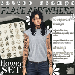PLACE ANYWHERE - TATTOO STAMP SET- FLOWERS - The Sims 4 Create a Sim ...