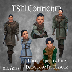 TSM Commoner Long Tunic Leather Dagger/No Dagger - The Sims 4 Create a ...