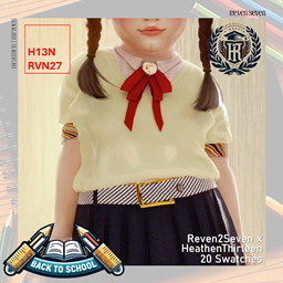 Toddler's High Waist Top Ribbon Tie Pearl Brooch School Uniform - The ...