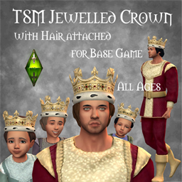 TSM Jewelled Crown with Hair Attached - File - The Sims 4 Create a Sim ...