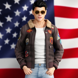 Garfiel - Adult - Aviator bomber jacket with embroidered patches - The ...