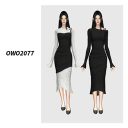 OWO2077 - Layered Irregular Slim Dress - OWO2077_F ...