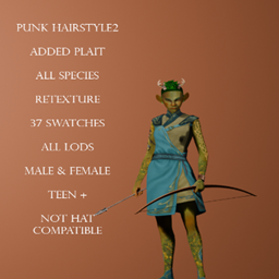 Punk hairstyle 2 - added plait and retexture - The Sims 4 Create a Sim ...