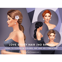 SONYASIMS - LOVE STORY HAIR (NO BANGS) - The Sims 4 Create a Sim ...
