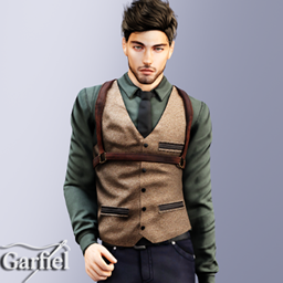 Adult - Tweed vest outfit with shirt and harness straps - The Sims 4 ...