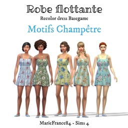 Dress Flutter// Look Rural//Recolor Dress Basegame - The Sims 4 Create ...
