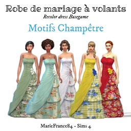 Dress wedding tiered //Look rural//Recolor dress basegame - The Sims 4 ...