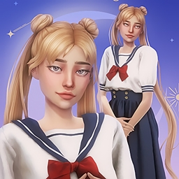 Usagi hair (remake) - Base files & bonus swatches - The Sims 4 Create a ...