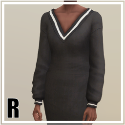 V-neck Sweater Dress V1 (Solid Color) - The Sims 4 Create a Sim ...
