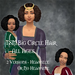TSM Big Circle Hair All Ages 2 versions + Overlay - The Sims 4 Create a ...