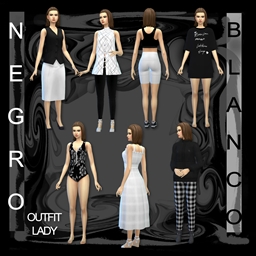 BLACK-WHITE OUTFIT LADY - The Sims 4 Create a Sim - CurseForge
