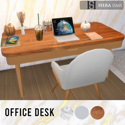 Minimal wood - marble office desk - The Sims 4 Build / Buy - CurseForge