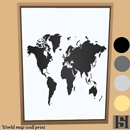 World map wall prints - set - Screenshots - The Sims 4 Build / Buy ...