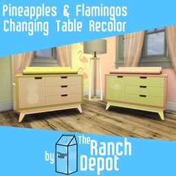 Changing Table Recolor | Pineapples & Flamingos Nursery Set - The Sims ...