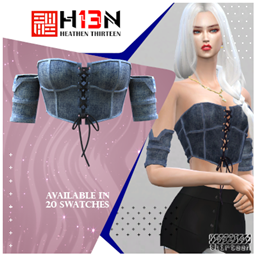 Off Shoulder Denim Laced Up Crop Top - Gallery - The Sims 4 Create a ...