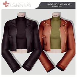 Basic leather jacket (Open with high neck) - Gallery - The Sims 4 ...