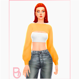 Molly Top - Version 1 - Woman Neck Cropped Sweater - Gallery - The Sims ...
