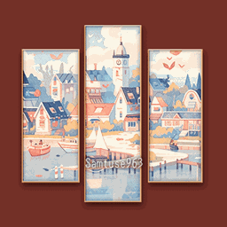 HQ Town Landscape Triptych #1 Samtuse963 - The Sims 4 Build / Buy ...