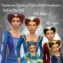 Teanmoon Queen of Curls Headpiece Attifet Hat-Hair - The Sims 4 Create ...
