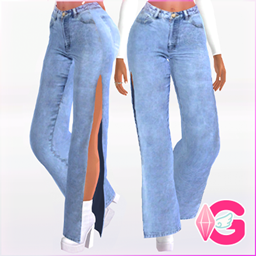 Gaby’s Thigh Split Jeans [HQ compatible] - Files - The Sims 4 Create a ...