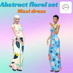 Abstract floral maxi dress set - Basegame compatible - The Sims 4 ...